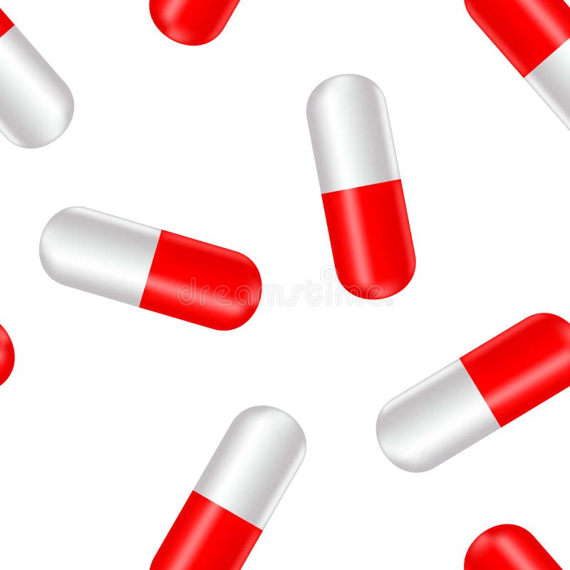 Seamless Pattern of Capsule Pills. Vector Illustration Template Stock ...