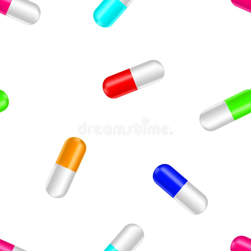 Seamless Pattern of Capsules Pills. Vector Illustration Template Stock ...
