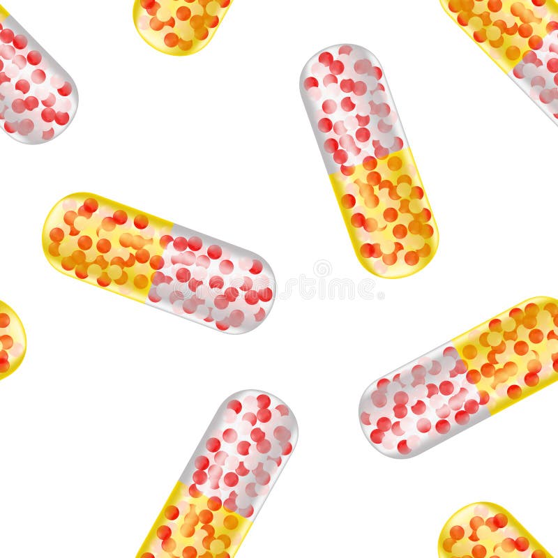 Seamless Pattern of Capsules Pills. Vector Illustration Template Stock ...