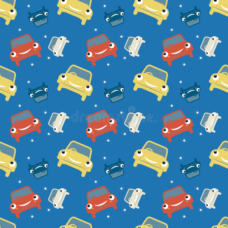 Seamless Pattern, Car Theme Stock Illustration - Illustration of retro ...
