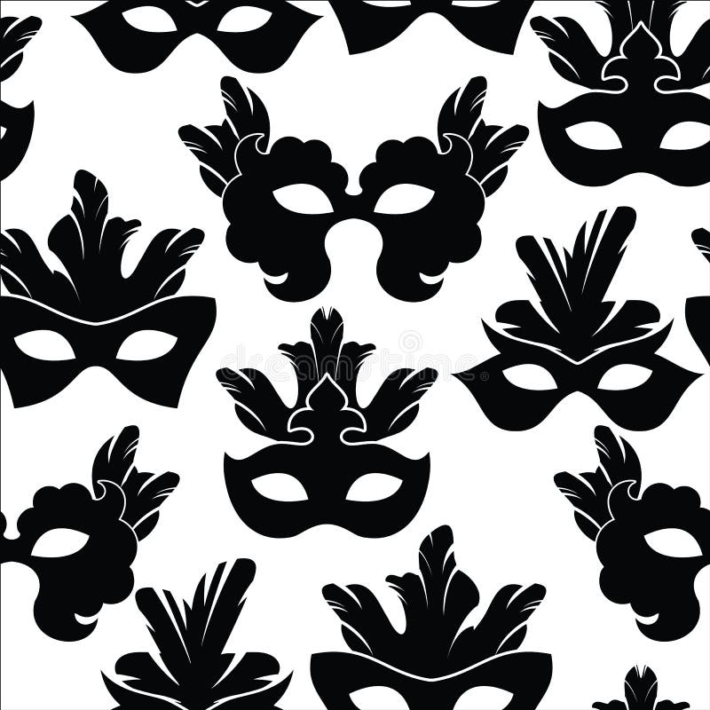 Vector Seamless Pattern with Carnival Mask Stock Vector - Illustration ...