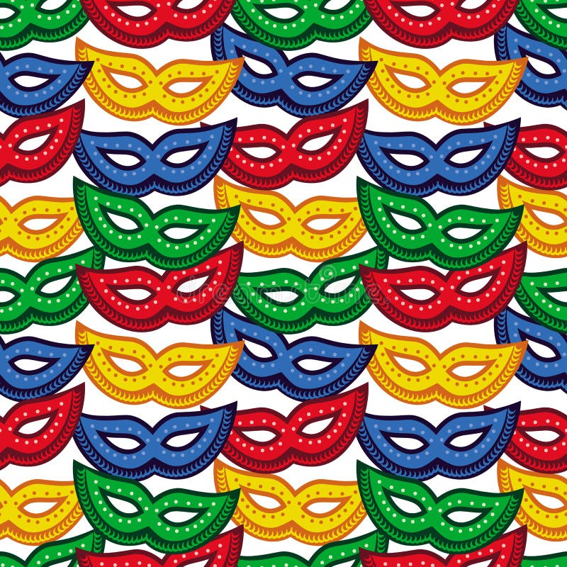 Seamless Pattern with Carnival Masks. Raster Clip Art. Stock Photo ...
