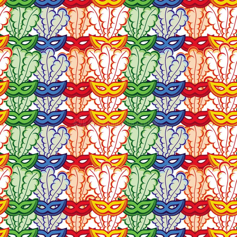 Seamless Pattern with Carnival Masks. Raster Clip Art. Stock Photo ...