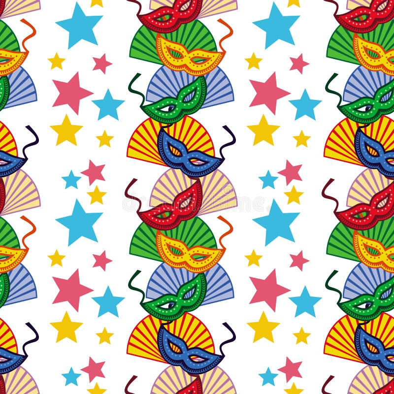 Seamless Pattern with Carnival Masks. Raster Clip Art. Stock ...