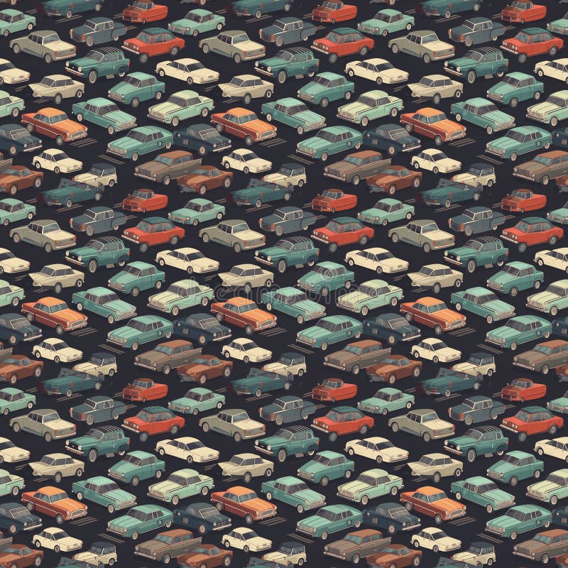 Seamless Pattern with Cars. Retro Style Stock Illustration ...