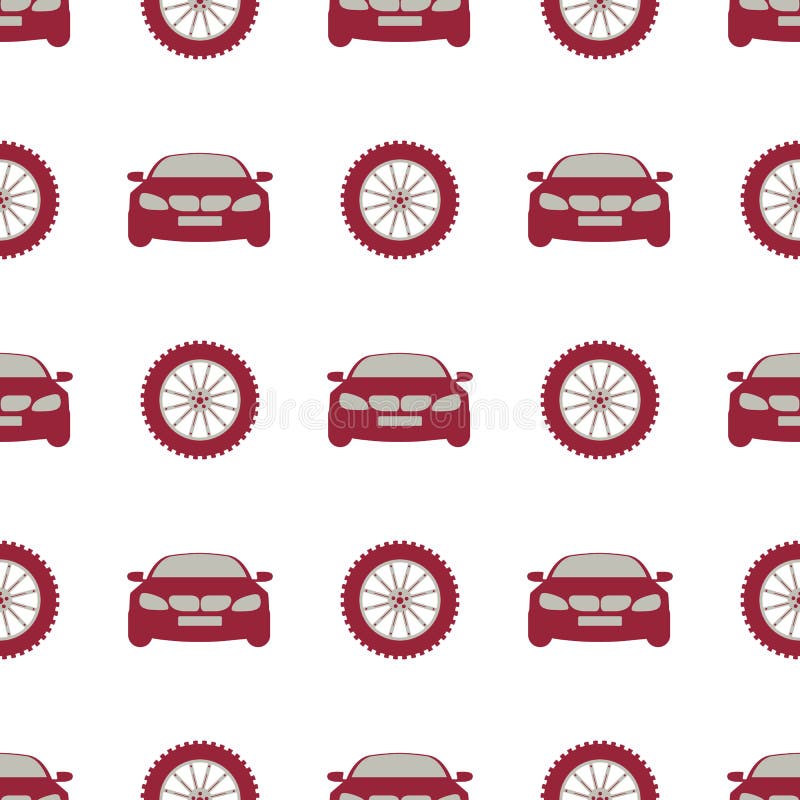 Seamless Pattern with Cars and Wheels Stock Vector - Illustration of ...