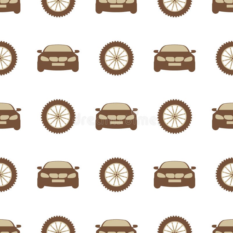 Seamless Pattern with Cars and Wheels Stock Vector - Illustration of ...