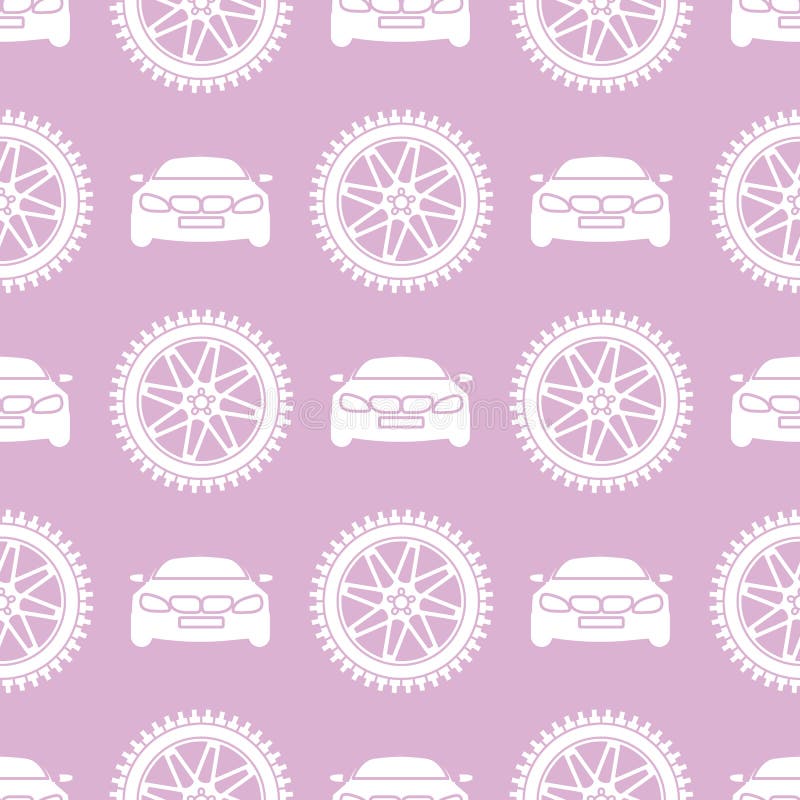 Seamless Pattern with Cars and Wheels Stock Vector - Illustration of ...