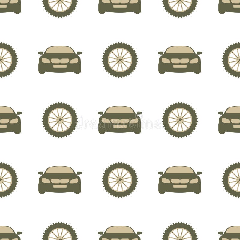 Seamless Pattern with Cars and Wheels Stock Vector - Illustration of ...