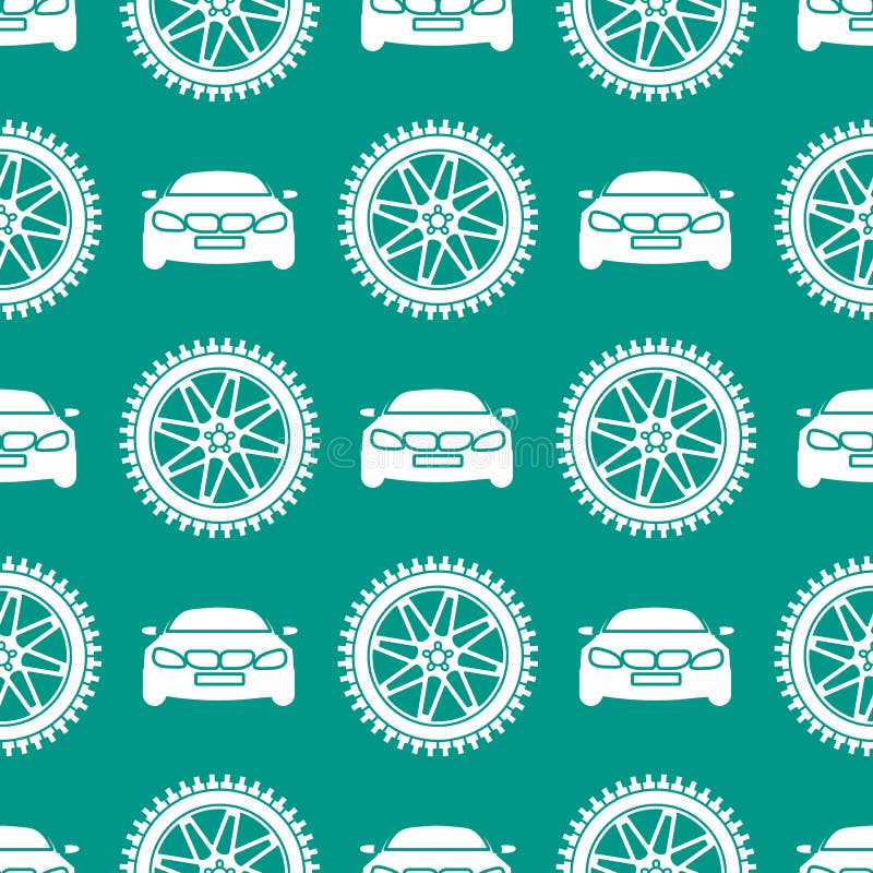 Seamless Pattern with Cars and Wheels Stock Vector - Illustration of ...
