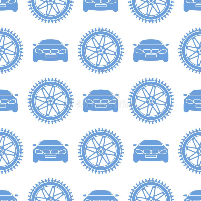 Seamless Pattern with Cars and Wheels Stock Vector - Illustration of ...