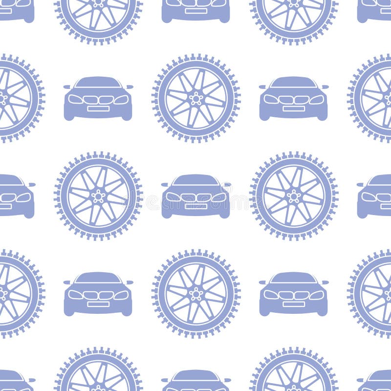 Seamless Pattern with Cars and Wheels Stock Vector - Illustration of ...