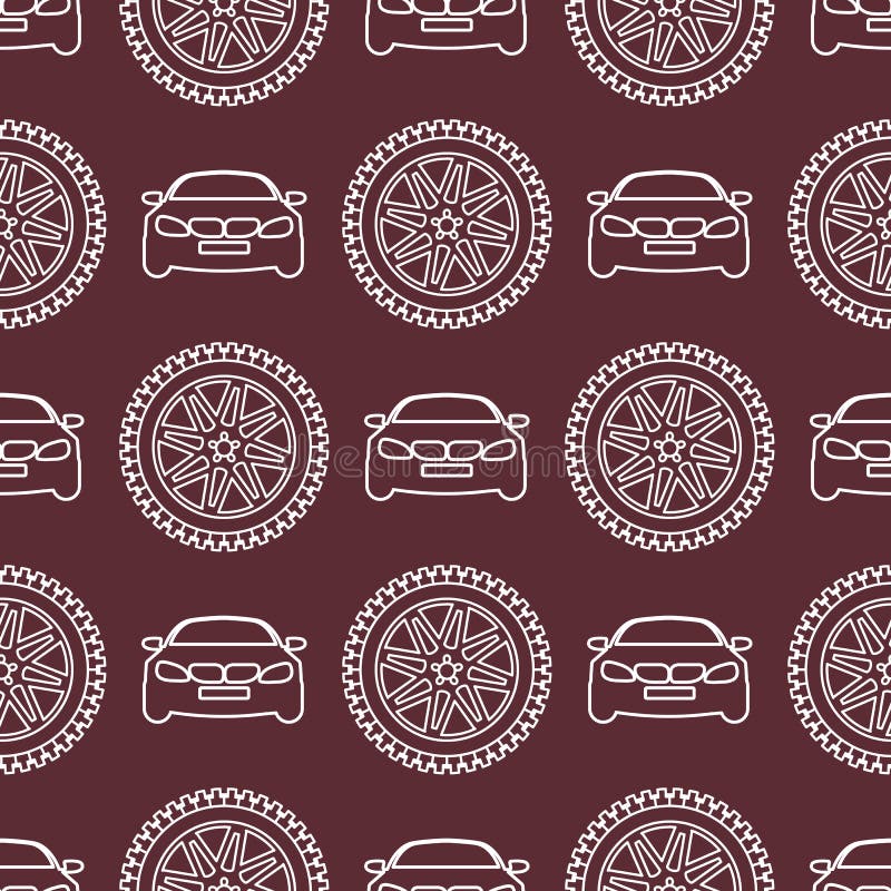 Seamless Pattern with Cars and Wheels Stock Vector - Illustration of ...