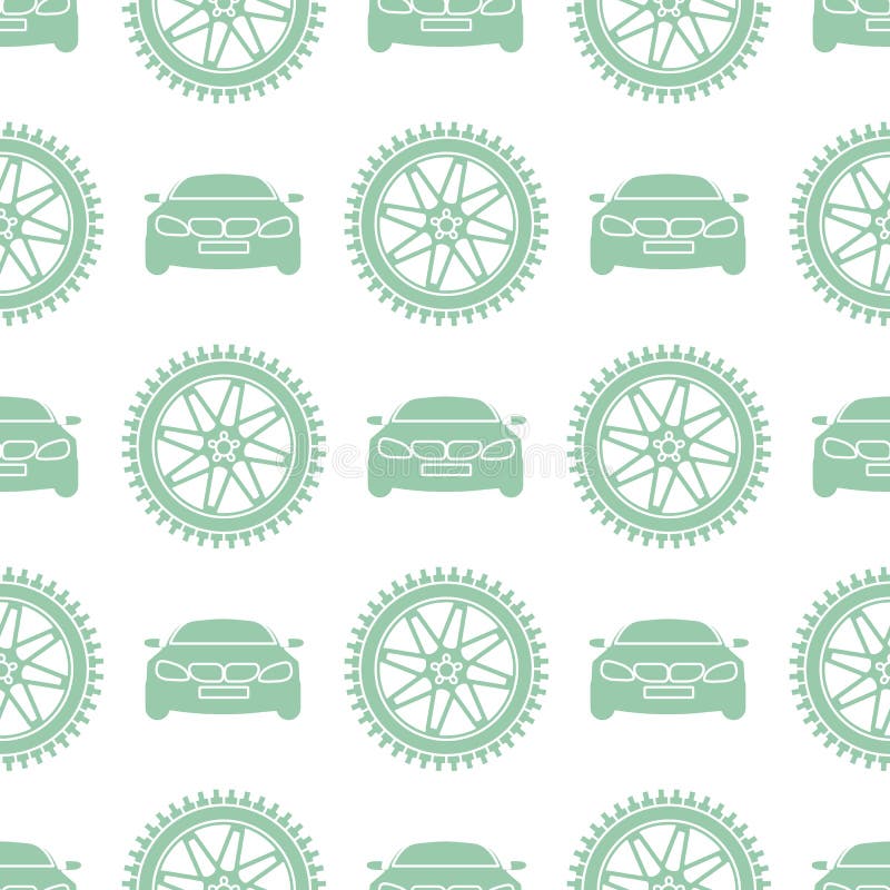 Seamless Pattern with Cars and Wheels Stock Vector - Illustration of ...