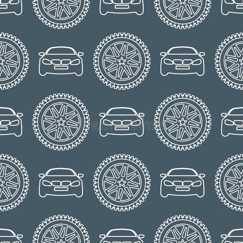 Seamless Pattern with Cars and Wheels Stock Vector - Illustration of ...
