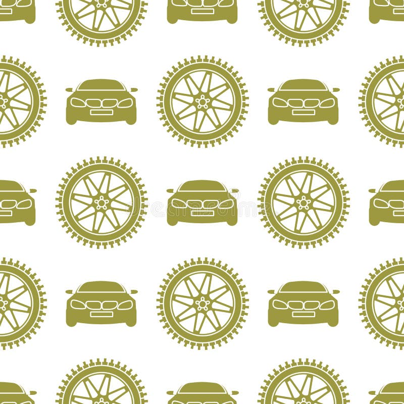 Seamless Pattern with Cars and Wheels Stock Vector - Illustration of ...