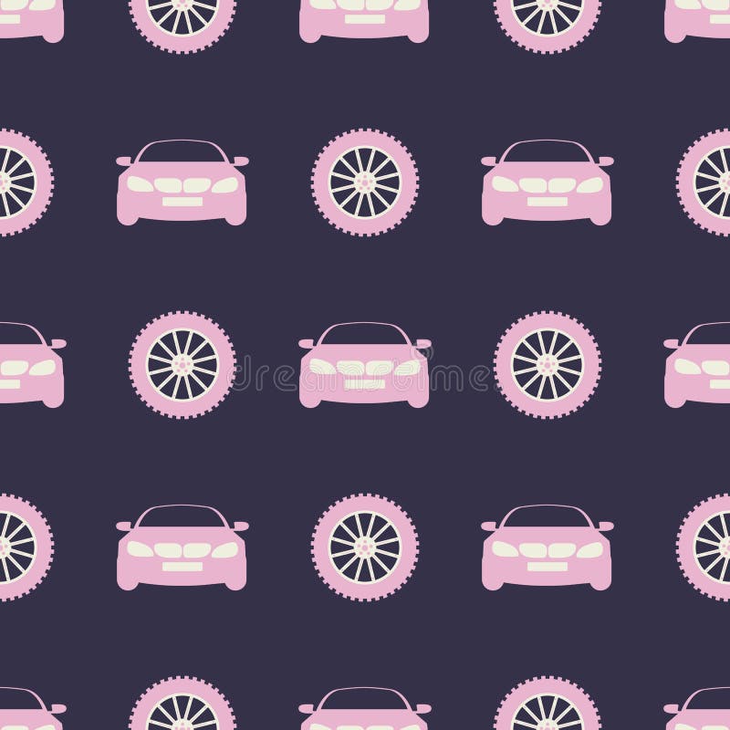 Seamless Pattern with Cars and Wheels Stock Vector - Illustration of ...