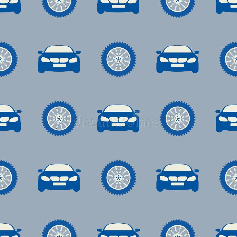 Seamless Pattern with Cars and Wheels Stock Vector - Illustration of ...