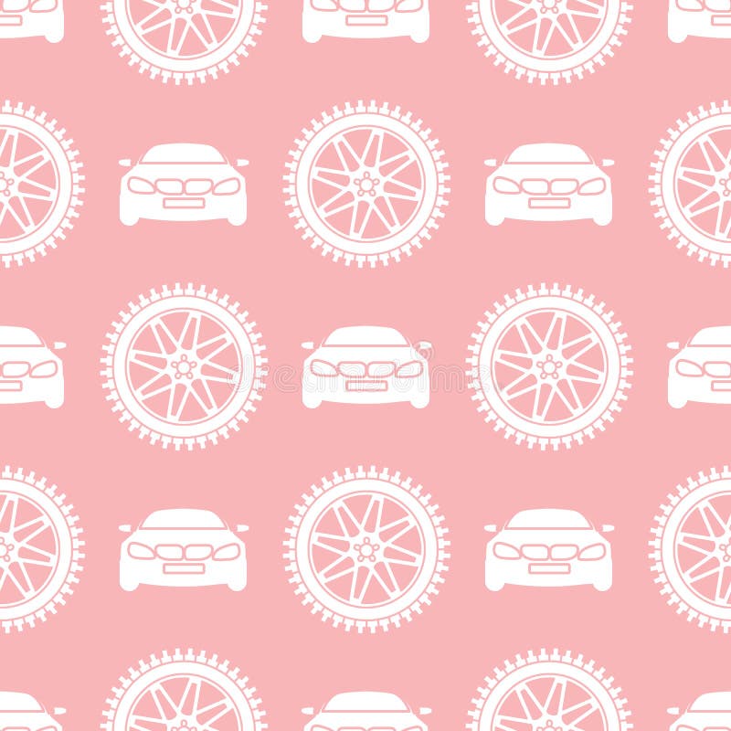 Seamless Pattern with Cars and Wheels Stock Vector - Illustration of ...