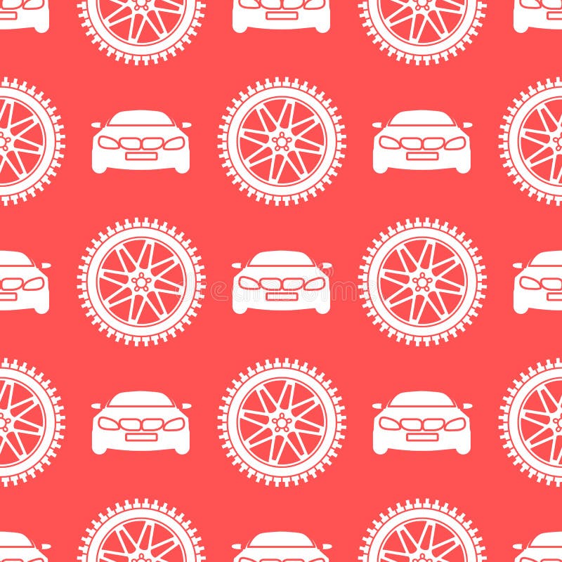 Seamless Pattern with Cars and Wheels Stock Vector - Illustration of ...