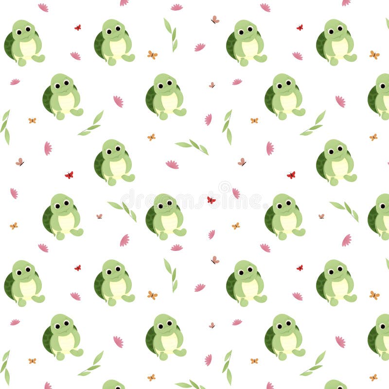 Seamless Pattern with Cartoon Animal, Turtle, Pattern Stock Vector ...
