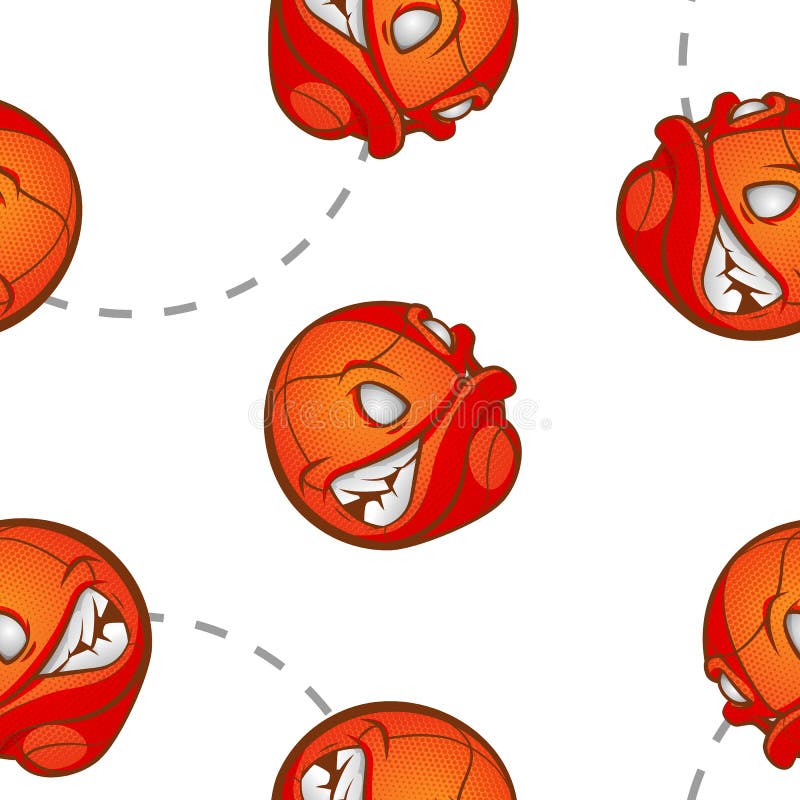 Seamless Pattern of Cartoon Basketball Ball. Vector Illustration ...
