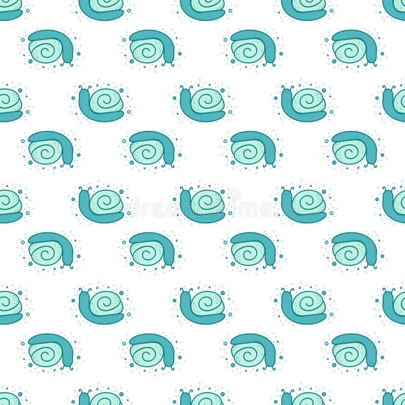 Seamless Pattern of Cartoon Blue Snails Stock Vector - Illustration of ...