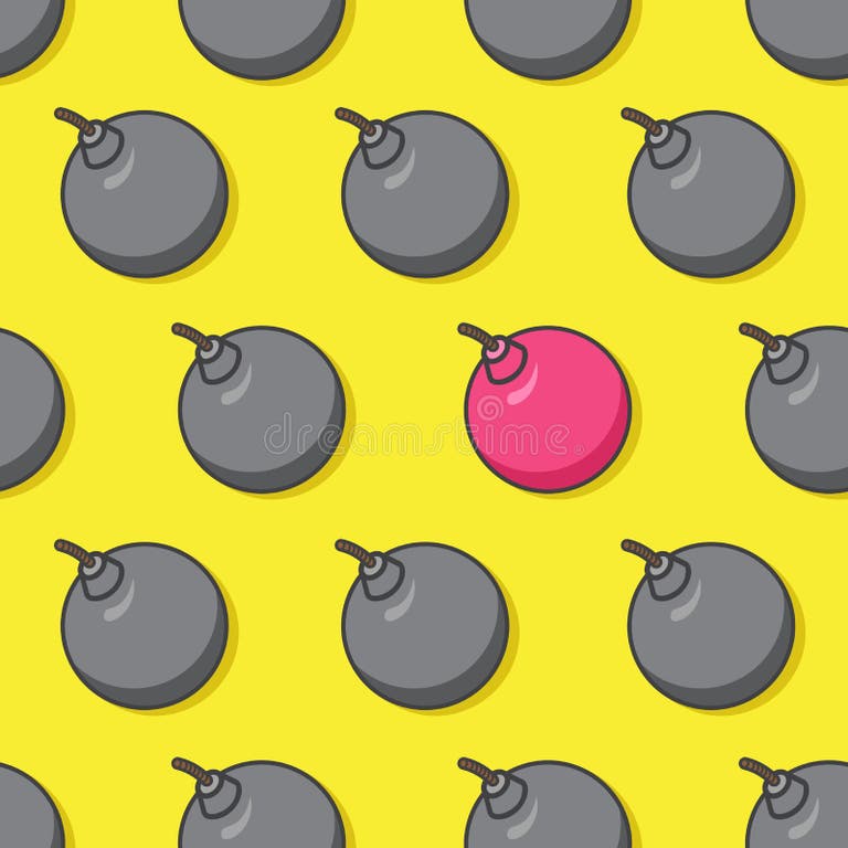 Seamless Pattern of Cartoon Bombs Stock Vector - Illustration of design ...