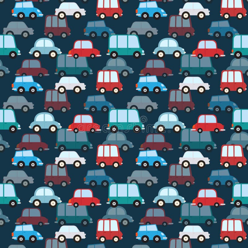 Seamless Pattern with Cartoon Cars Background. Vector Stock Vector ...