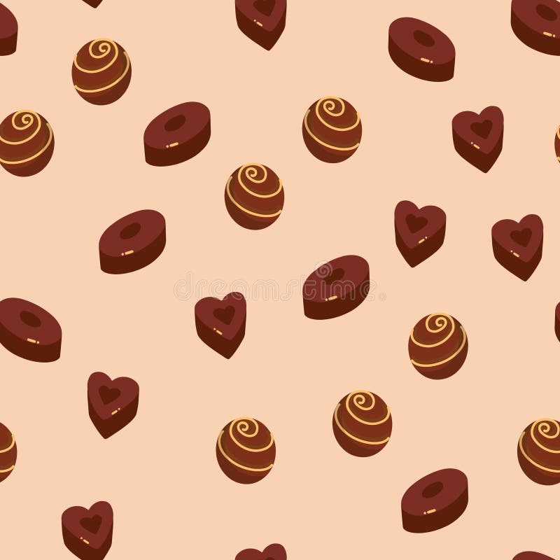 Seamless Pattern with Cartoon Chocolate Candy. Delicious Sweets Stock ...