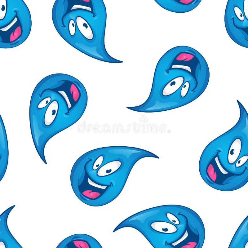 Seamless Pattern of Cartoon Drop Character. Cute Vector Illustration ...