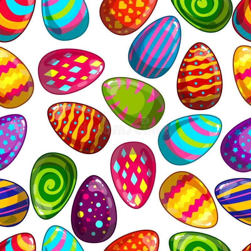 Seamless Pattern with Cartoon Easter Eggs Stock Vector - Illustration ...