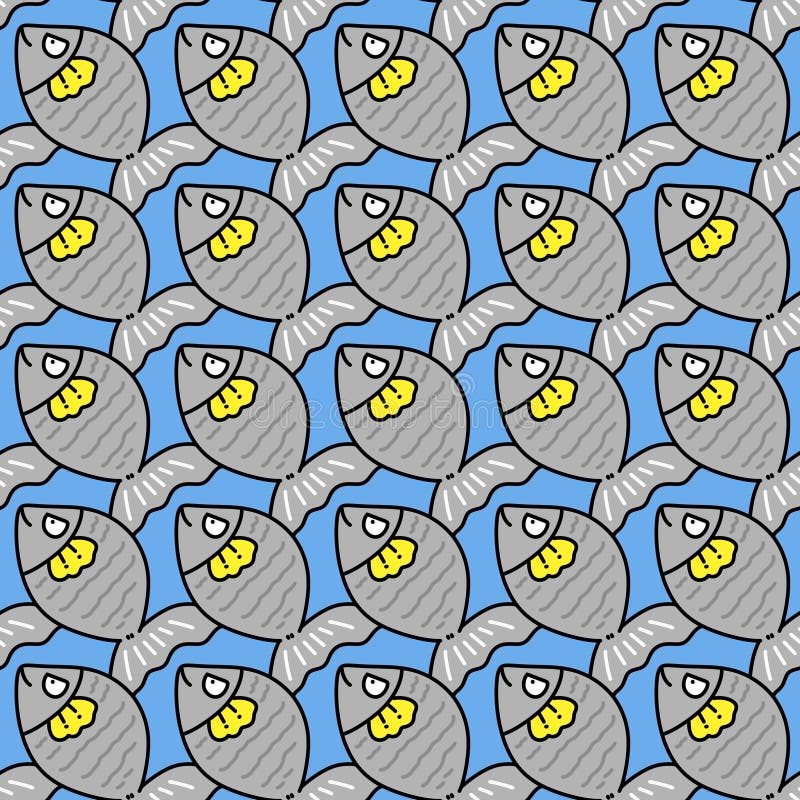 289 Blue Fish Seamless Pattern Cartoon Style Fish Stock Photos - Free ...