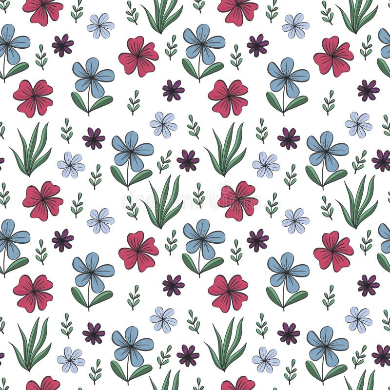Seamless Pattern with Cartoon Flowers. Design for Fabric, Print ...