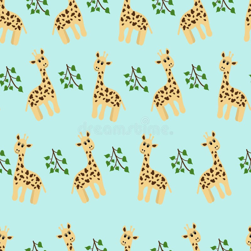Seamless Pattern with Cartoon Giraffe. Vector Illustration Stock Vector ...