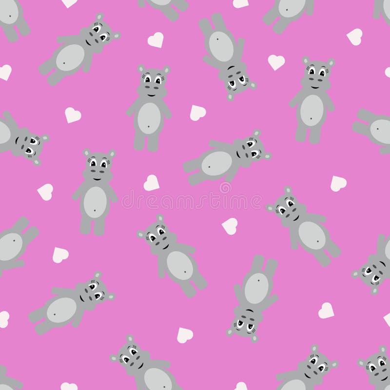 Seamless Pattern with Cartoon Hippo.Children Print, Textile Design ...