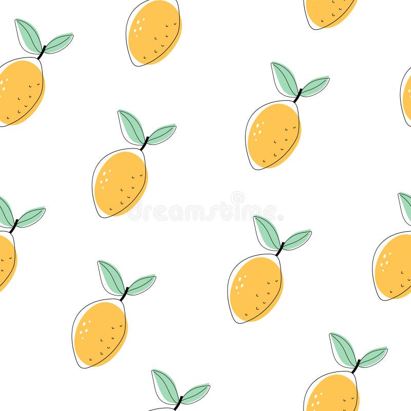 Seamless Pattern with Cartoon Lemons. Vector Flat Style. Hand Drawing ...