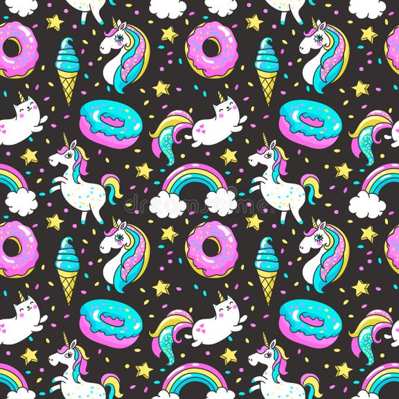 Seamless Pattern in Cartoon 80s-90s Comic Style. Stock Vector ...