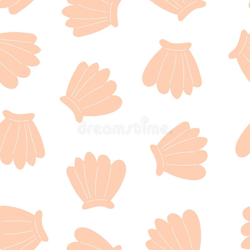 Seamless Pattern with Cartoon Shells. Colorful Vector. Hand Drawing ...