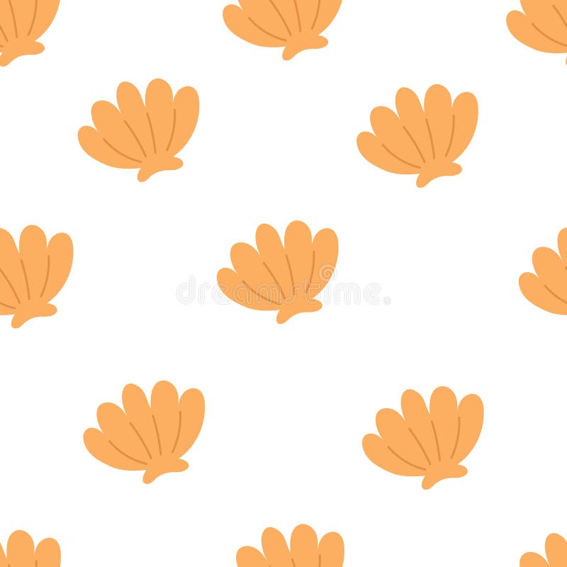 Seamless Pattern with Cartoon Shells. Colorful Vector. Hand Drawing ...