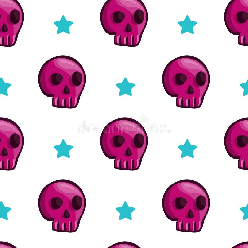 Seamless Pattern with Cartoon Skulls Stock Vector - Illustration of ...