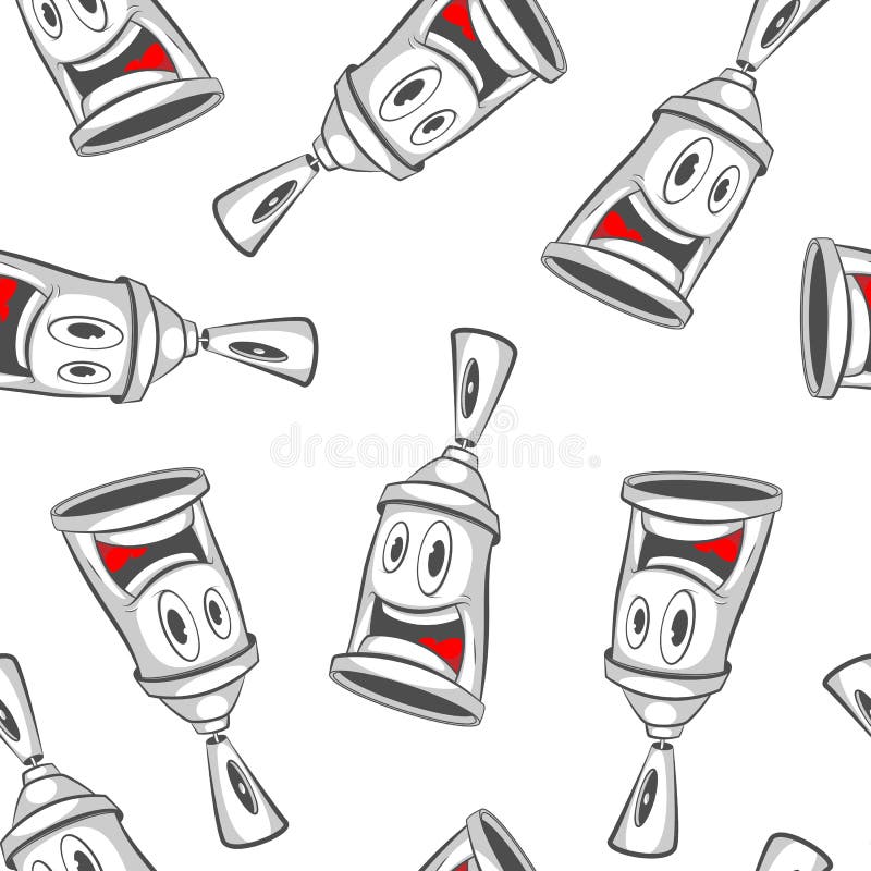 Seamless Pattern of Cartoon Spray Can. Vector Illustration Template ...