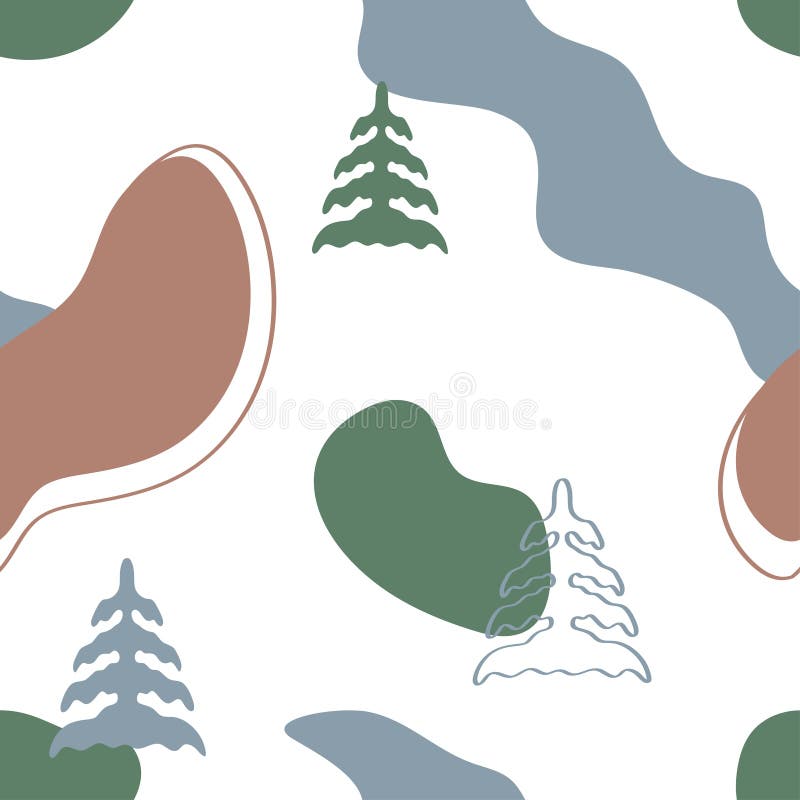 Seamless Pattern with Cartoon Trees on a Neutral Background. Simple ...
