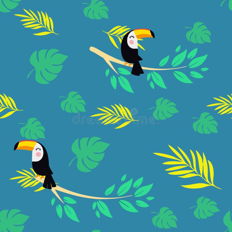 Seamless Pattern Cartoon Tropical Texture Stock Vector - Illustration ...