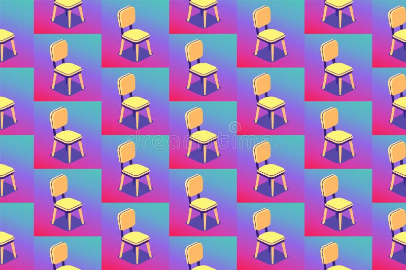 Seamless Pattern of Cartoon Vector Chairs in Isometry Stock Vector ...