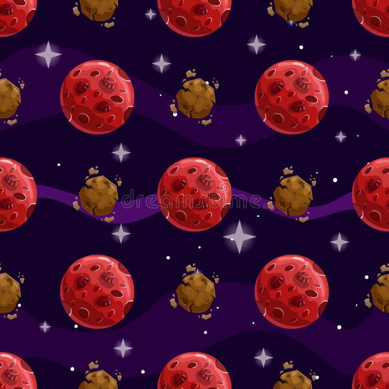 Seamless Pattern with Cartoon Vector Planet Mars Stock Vector ...