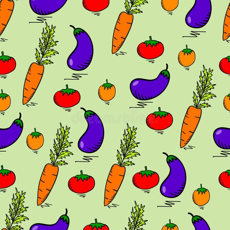 Seamless Pattern with Cartoon Vegetables Stock Vector - Illustration of ...