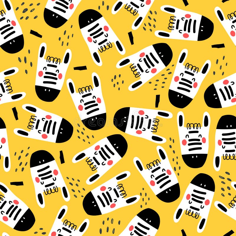 Seamless Pattern with Cartoon Zebras, Decor Elements on a Neutral ...