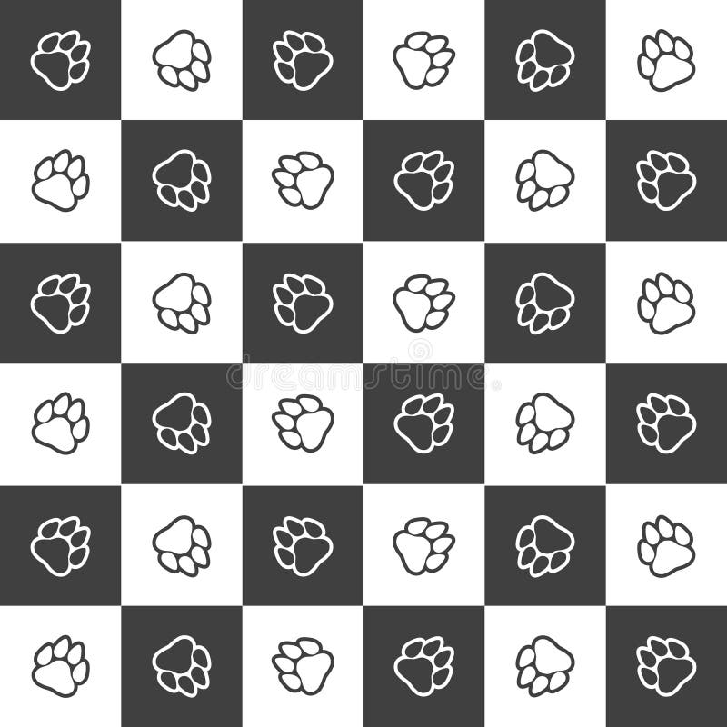 Seamless Pattern, Cat and Dog Footprints on a Checkered Background ...
