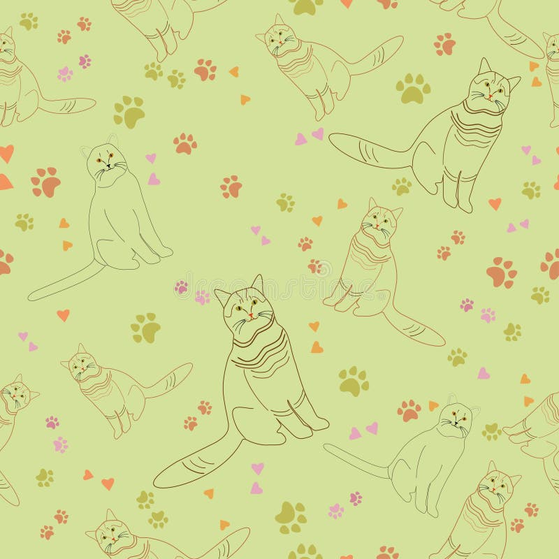 Seamless Pattern with Cat for Wallpaper, Scrapbook and Other Design ...